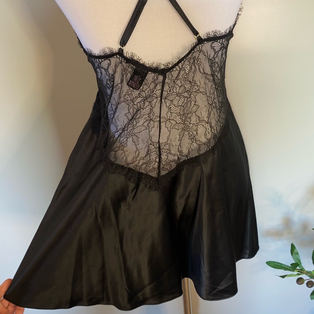 Vs Sheer Eyelash Lace Satin Slip Nighty - Gem